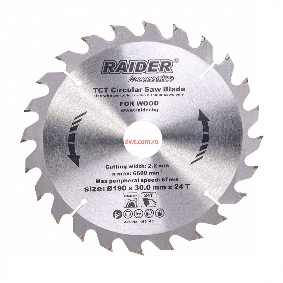 Raider 163145 Disc pentru fierastrau circular Raider 190x24Tx30mm